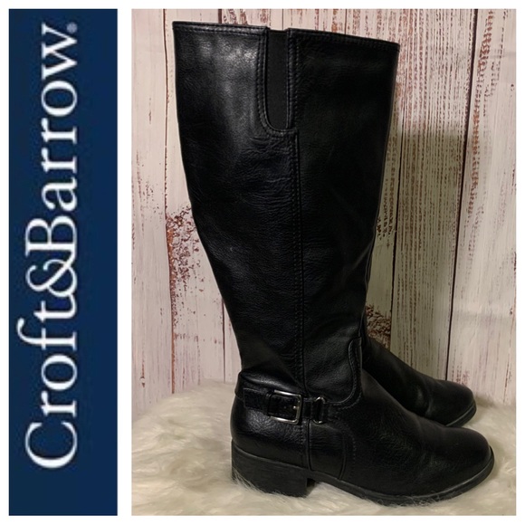 croft & barrow | Shoes | Wide Calf Black Faux Leather Astrid Riding ...